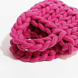 Handmade Coarse Cotton Crochet Tote Bag Knitted Winter Lady Handbag Small Cute Casual Rope Woven Clutch Purses White