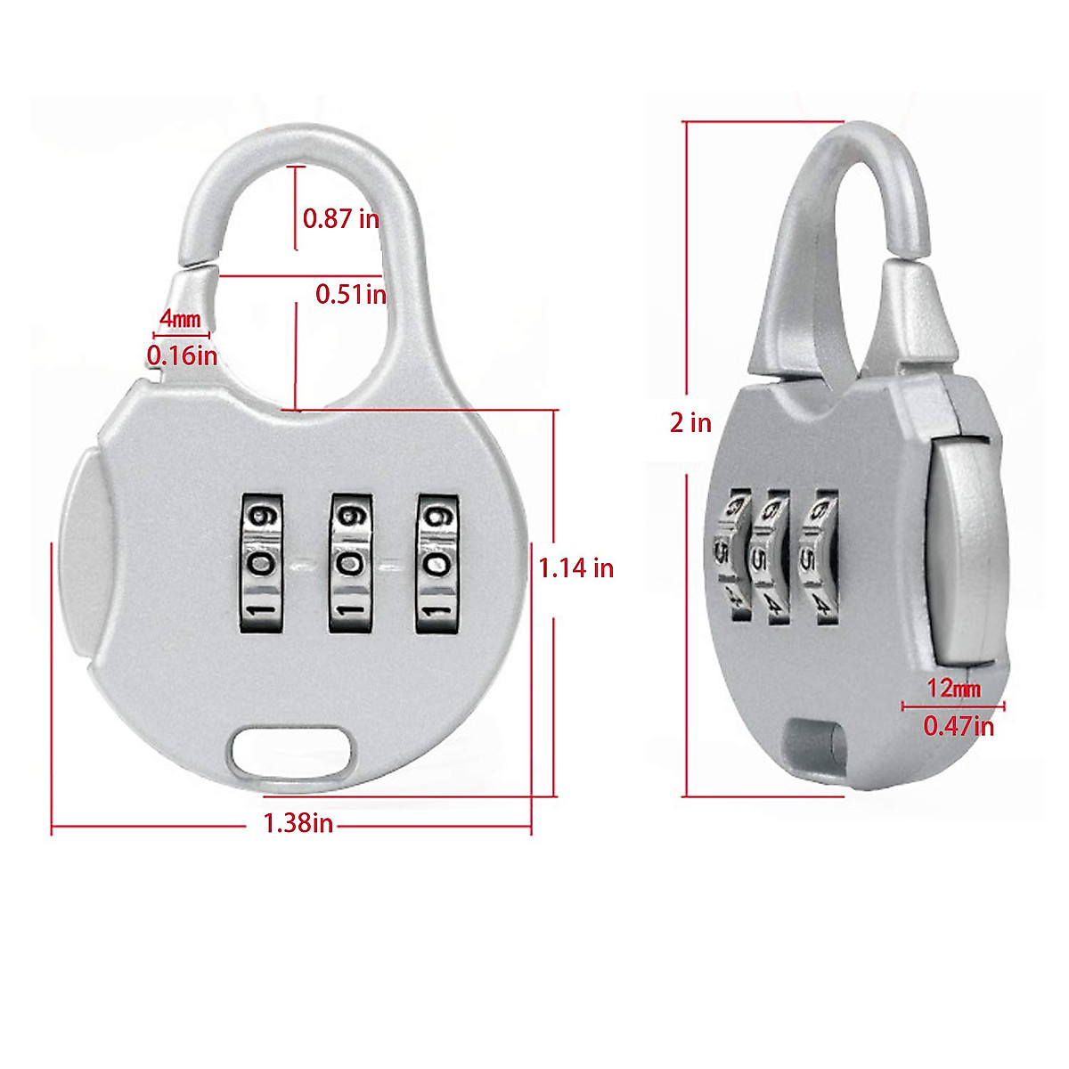 3-Digit Travel Combination Lock of Zinc Alloy,Small Safe Combination Padlock for Suitcase Luggage Briefcases Computer Bag Schoolbags Backpacks Locker Drawer Toolkit Cabinets, Color Locks,5 Pack