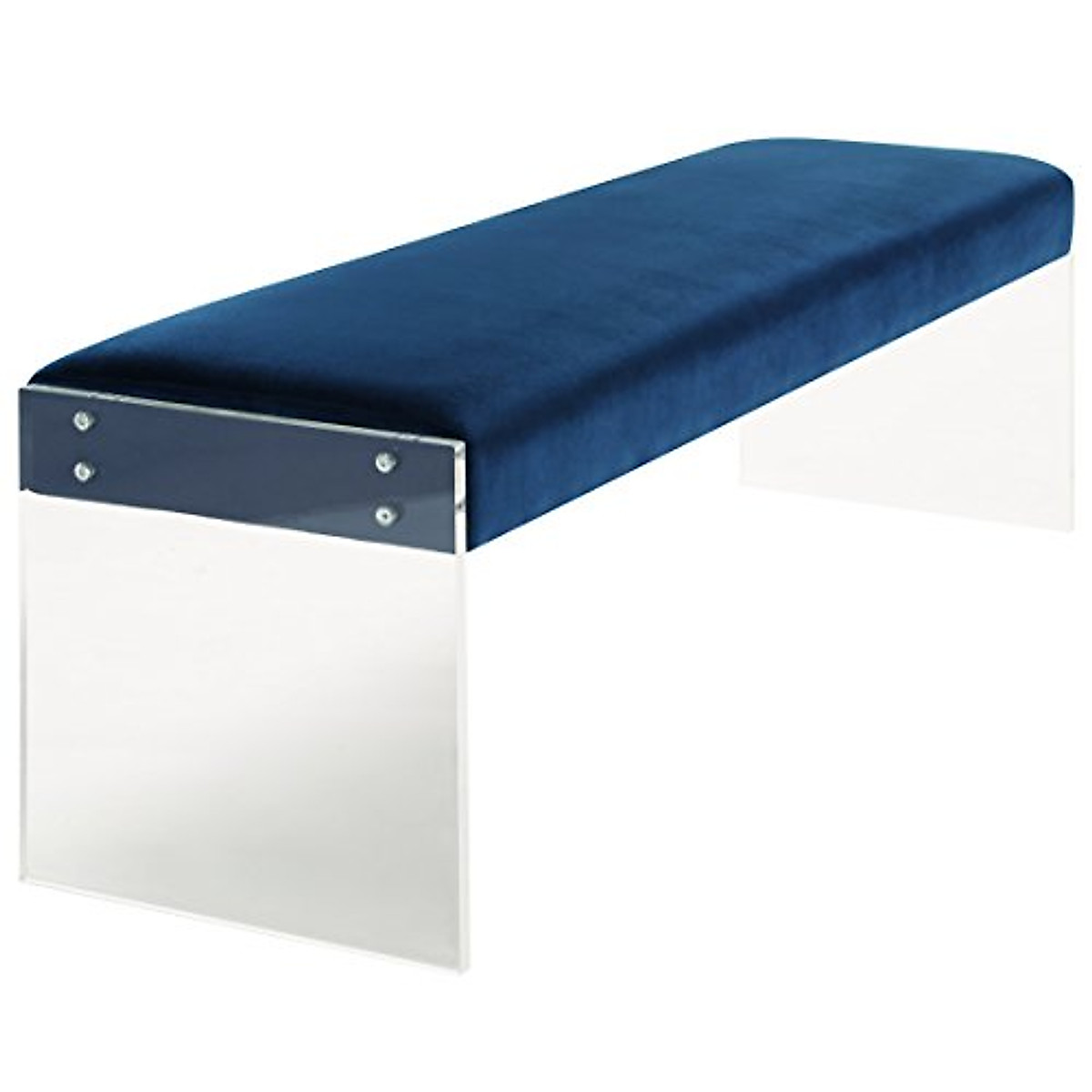 Tov Furniture Envy Blue Velvet/Acrylic Bench