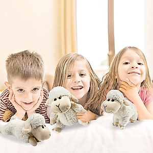 Frankiezhou Home 3 Pcs Stuffed Sheep Animals, 6.5 inch - 8.8 inch Cute Lamb Plush Toy as Gift for Your Kids (Sitting, Standing, Lying). (White)