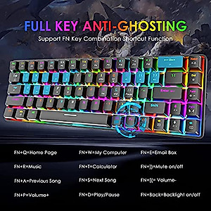 LexonElec T8 60% Mechanical Gaming Keyboard, RGB Backlit Compact Mechanical Keyboard, Blue Switches, Spill Resistant, Customizable Key Macro Function, for PC Gamers and Office Typists (Black)