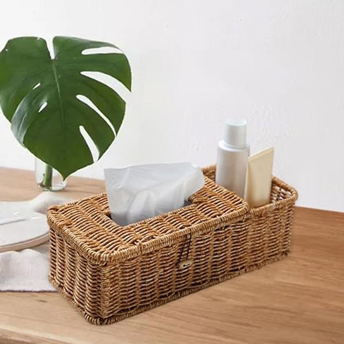 IEUDNS Paper Holder Dispenser Facial Tissuecase Dispenser Container Vintage Style Removable Tissue Holder Tissue Box for Bathroom, Light Brown