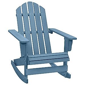 Tidyard Patio Adirondack Rocking Chair Solid Fir Wood Blue Outdoor Fire Pit Chair Wooden Garden Armchair for Porch Pool Lawn Deck Backyard Balcony Outdoor