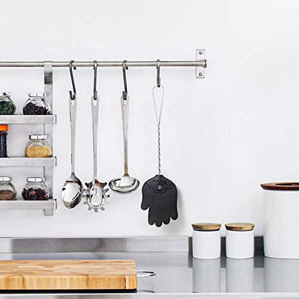 Trieez 17.5" Sturdy Leather Fly Swatter - Heavy Duty Flyswatter with Durable Metal Handle, Funny Hand Shaped