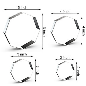 Octagon Cookie Cutters Geometric Shapes for Baking - Set of 4-5 Inch, 4 Inch, 3 Inch, 2 Inch - Stainless Steel