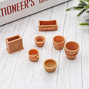 Milisten 7pcs Miniature Flower Pots Dollhouse Clay Pots Pottery Planter Dollhouse Furniture Fairy Garden Accessories for Children Kids