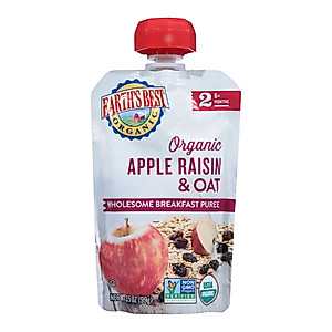 Earth's Best Organic Stage 2 Baby Food, Apple Raisin Breakfast, 4 Oz Pouch
