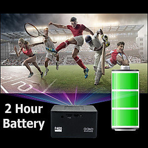 AAXA P400 Native 1080p Short Throw Mini Projector with 2 Hour Battery, Onboard Media Player, 30,000 Hours LED, HDMI/USB/microSD Inputs, LCoS LED Portable Projector for Business and Home Theater Movies