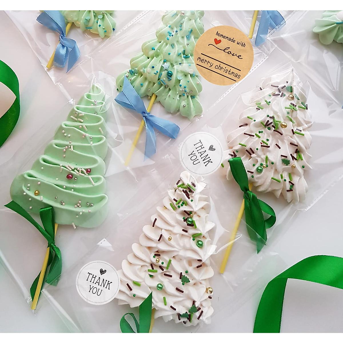 200Pcs Candy Treat Bags 4" x 6" Clear Cellophane Bag Thickening Plastic Party Favor Bags for Birthday Wedding Cookie Gift Lollipop Sticks Chocolate