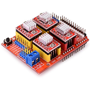 kuman CNC Shield Expansion Board V3.0 +UNO R3 Board + A4988 Stepper Motor Driver with Heatsink for Arduino Kits K75 (CNC Shield+UNO R3+Stepper Motor) (K75-CNC-UK), Red Blue