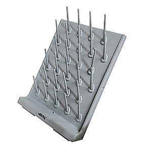 INTBUYING Bottle Drying Rack Pegboard Wall Mounted Desk Grey 27Pegs Removable PP Glassware Drying Draining Rack Education&lab Cleaning Equipment