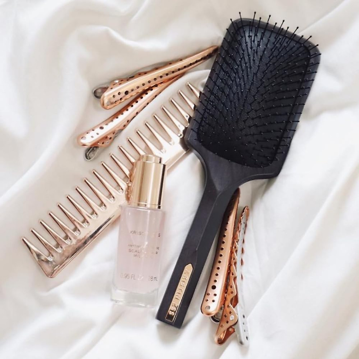 Kristin Ess Rose Gold Wide Tooth Detangling Hair Comb - Gently Detangles Hair + Scalp Stimulating (Pack of 1)