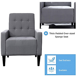 PatioFestival Accent Chair Arm Chair Single Sofa Comfy Living Room Furniture Modern Mid-Century Fabric Armchair for Home Bedroom Office