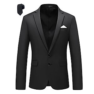 MOGU Men's Slim Fit Sport Coat Blazer Casual Formal Suit Jacket for Party Business Wedding Prom and Homecoming Size 42 Black