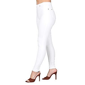 Lildy Women's Solid Denim Jeggings, Stretchable, White, Small-Medium