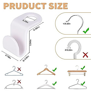 PTYWRTUS 70 Pcs Hanger Hooks Space Saver, Clothes Hanger Connector Hooks, Connecting Buckle Hooks for Hangers, Hanger Hooks for T-Shirts, Sweaters, Coats (White)