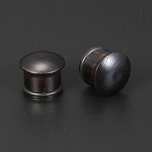 ZS Black Wood Tunnel Gauges Stretcher Expander Brown Ear Gauges Plugged Ears Wood Plugs Ear Stretching Kit Ear Plugs Tunnel Sandalwood (Black Plug-8mm)