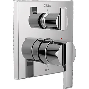 DELTA FAUCET T24867, Chrome Ara Angular Modern Monitor 14 Series Valve Trim with 3-Setting Integrated Diverter