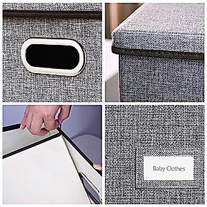 Large Foldable Fabric Storage Bins with Lids Washable Transparent Slot Design [4-Pack]Fashionable Decorative Collapsible Linen Organizer Box Used for Clothes Toys Books CDS Home Closet Bedroom Office