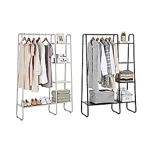 SunnyPoint Freestanding Clothes Garment and Accessories, Organizer Closet Rack (BLK)
