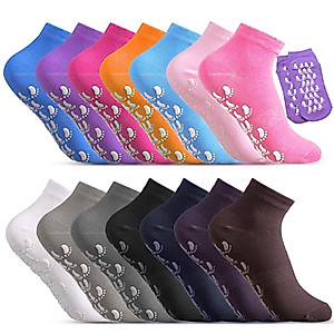 14 Pairs non slip socks for women Men Grip Socks unisex yoga Socks with Grips for Hospital Yoga Pilates