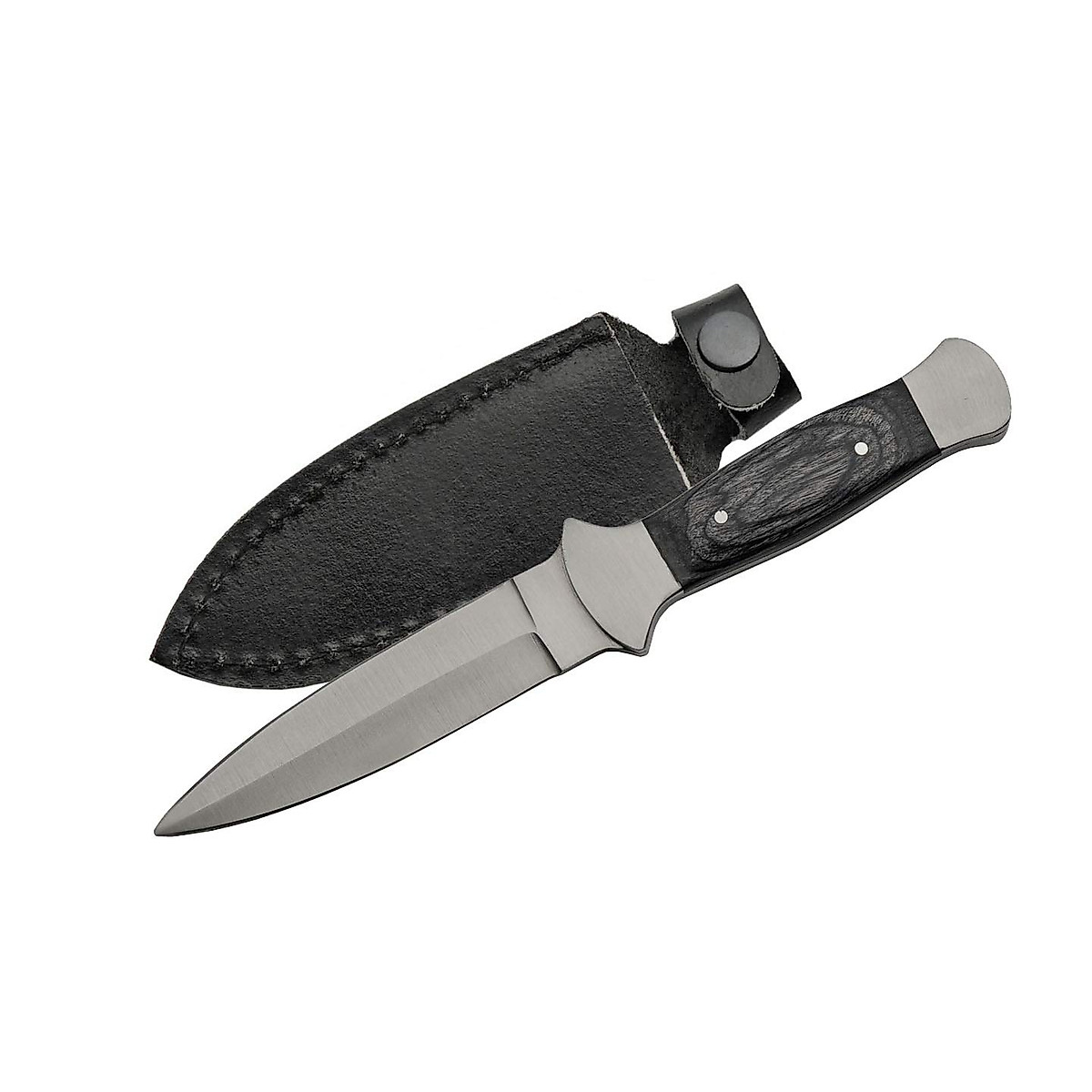 Sczo Supplies 7.5" Black Wood Handle Full-Tang Outdoor Spear-Point Hunting Knife (203403)