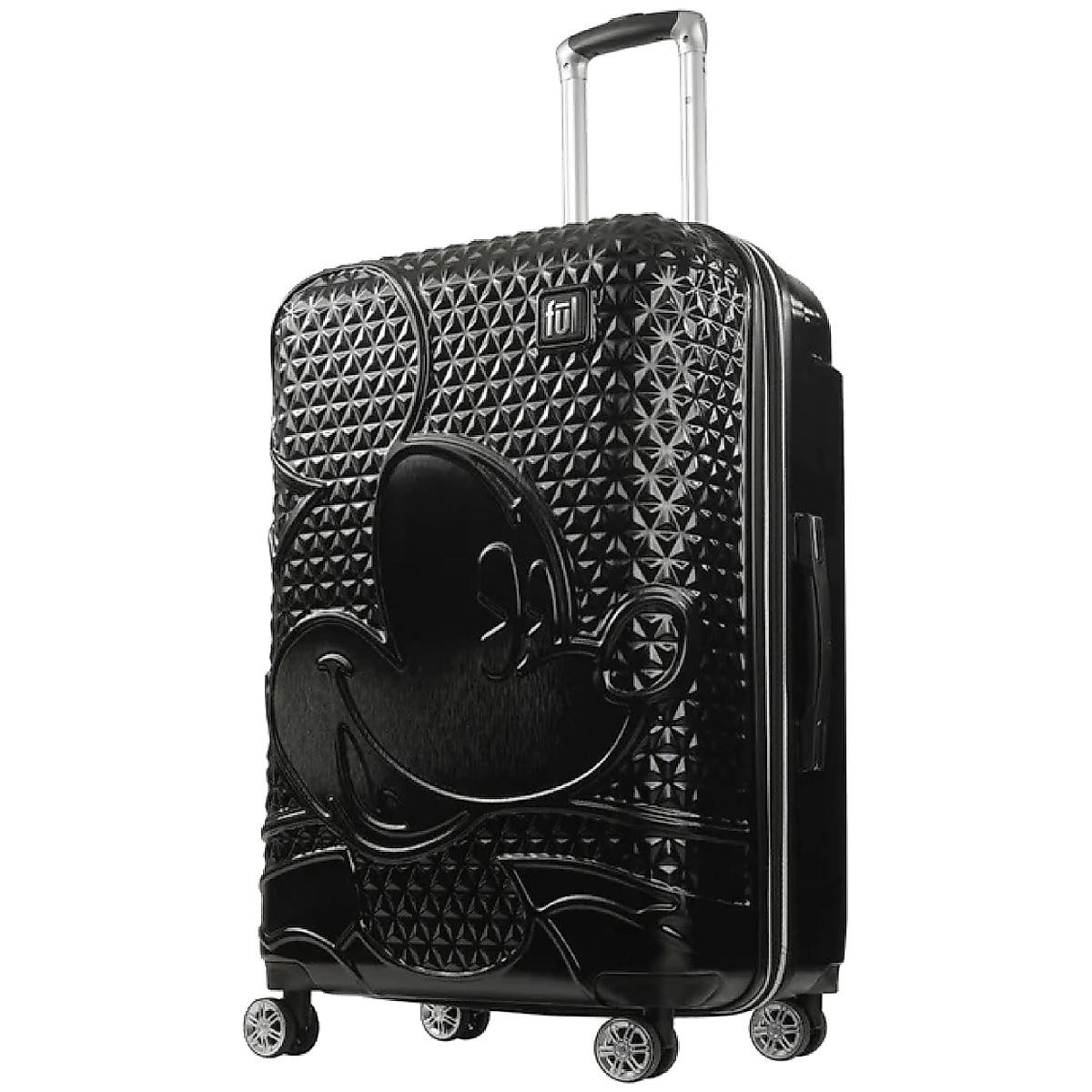 FUL Disney Mickey Mouse Rolling Luggage, Hardside Suitcase with Spinner Wheels, Black, 29 Inch