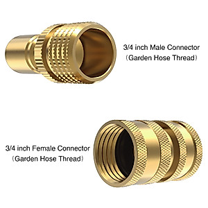 Twinkle Star Garden Hose Quick Connect Water Hose Fitting, 3/4 Inches Brass Male and Female Set (2 Sets of Male & Female Connector)