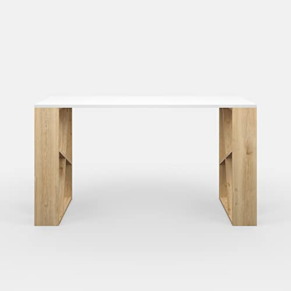 Ada Home Decor Brian Modern White & Oak Desk 29.53'' H x 55.12'' W x 23.62'' D/Office Desk/Computer Desk