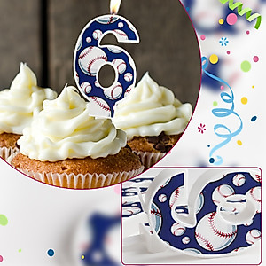 Baseball Birthday Number 8 Candles,Blue White Baseball Birthday Candles for Cake,Baseball Themed Candle Cake Topper for Baseball Lover Player Decorations Anniversary Celebrations Supplies (Number 8)