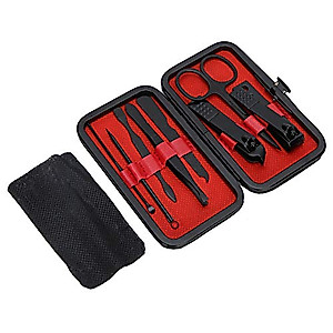 8pcs Manicure Set, Stainless Steel Material High Hardness Mens Grooming Kit, Eyebrow Scissors Nail Clipper Acne Needle Pedicure Kit, for Trim Nail Edge