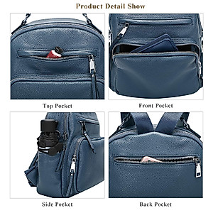 ALTOSY Genuine Leather Backpack for Women Small Convertible Backpack Purse Ladies Shoulder Bag 4 in 1 to Carry