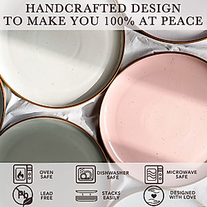 Mora Ceramic Dinner Plates Set of 6, 10 inch Dish Set - Microwave, Oven, and Dishwasher Safe, Scratch Resistant, Modern Rustic Dinnerware- Kitchen Porcelain Serving Dishes - Assorted Colors