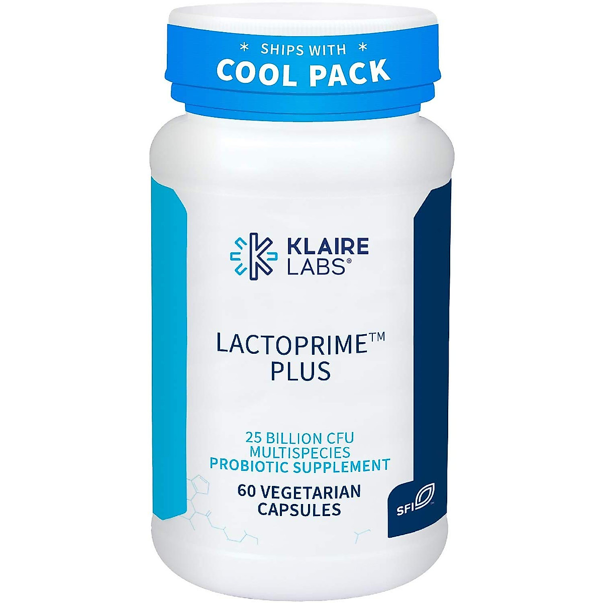 Klaire Labs Lactoprime Plus Probiotic - 25B CFU for Carb-Sensitive Men & Women - 7 Lactobacillus and 5 Bifidobacterium Blend for GI & Immune Support - Designed for FODMAP Compatibility (60 Capsules)