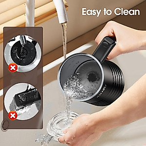 AllToU Milk Frother and Steamer, 4-in-1 Electric Milk Steamer, 350ml Automatic Hot and Cold Foam Maker and Milk Warmer for Coffee Latte, Cappuccinos, Macchiato