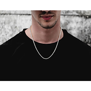 Savlano 925 Sterling Silver Rhodium Plated Solid 2MM Franco Square Box Chain Necklace for Women & Men-Made In Italy Comes with a Gift Box (24)