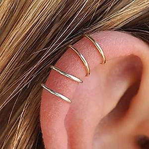 JFORYOU Fake Nose Ring Hoop Studs Non Piercing Double Rings for Women Men