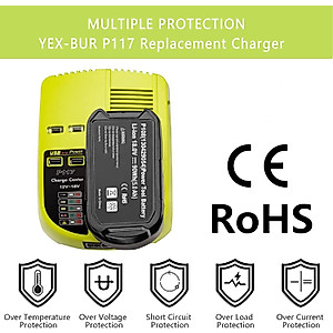 VANTTECH 2Pack P102 18V 3.0Ah Lithium Replacement Battery & P117 3A Fast Charger Compatible for Ryobi 18V Battery P103 P104 P105 P107 P108 P109 Compatible with Ryobi 18Volt Plus Power Cordless Tools