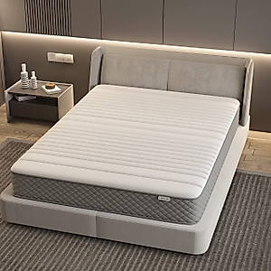 WHITE NEST Queen Mattress, 10 Inch Memory Foam Mattress with Innerspring Hybrid Mattress in a Box Pressure Relief & Supportive Queen Size Mattress（Queen）