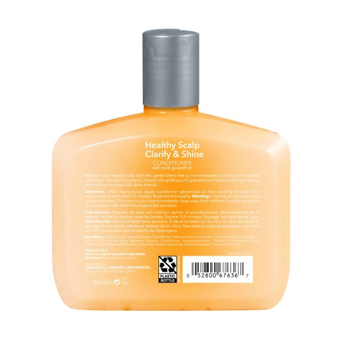 Neutrogena Exfoliating Healthy Scalp Clarify & Shine Conditioner for Oily Hair and Scalp, Anti-Residue Conditioner with Pink Grapefruit, Paraben & Phthalate-Free, Color-Safe, 12 Fl Oz (pack of 3)