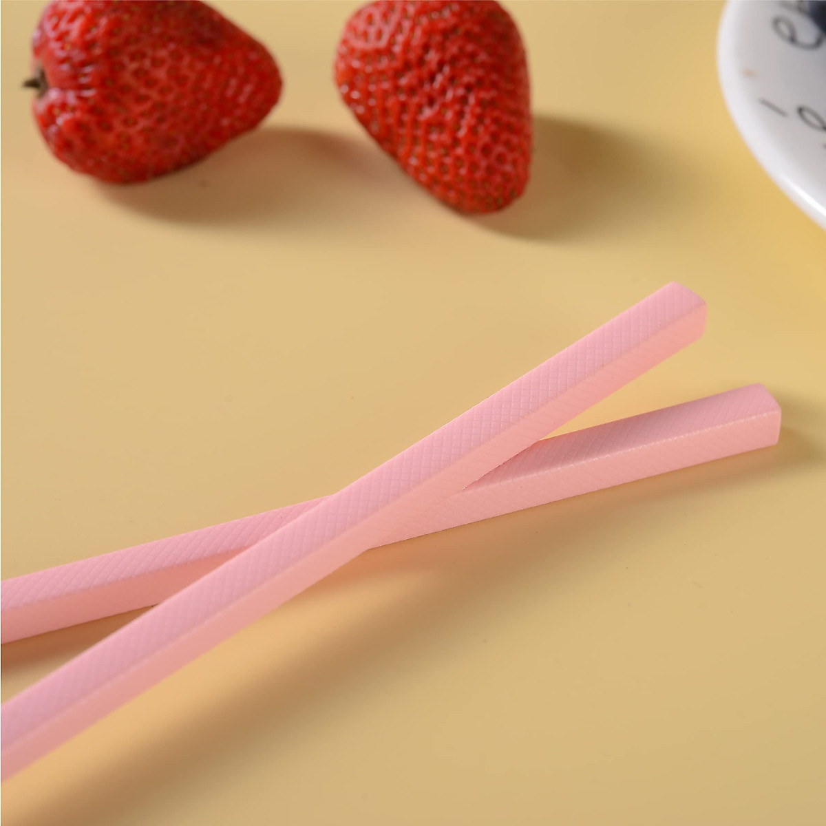 Dtdepth Fiberglass Chopsticks - 6 Pairs Pink Reusable Dishwasher Safe Chopsticks, Lightweight, Easy to Use, 9.48 Inch/24.1cm - Gift Set