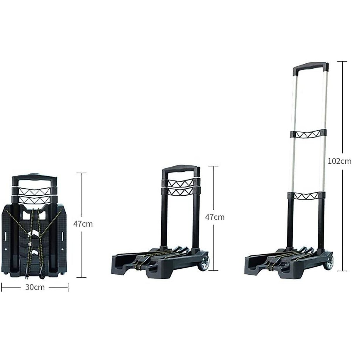 RAZZUM Large Hand Trucks,Light Hand Cart Small Mini Aluminum Luggage Cart Home Handling Pull Goods Shopping Small Trailer Folding Portable Trolleys