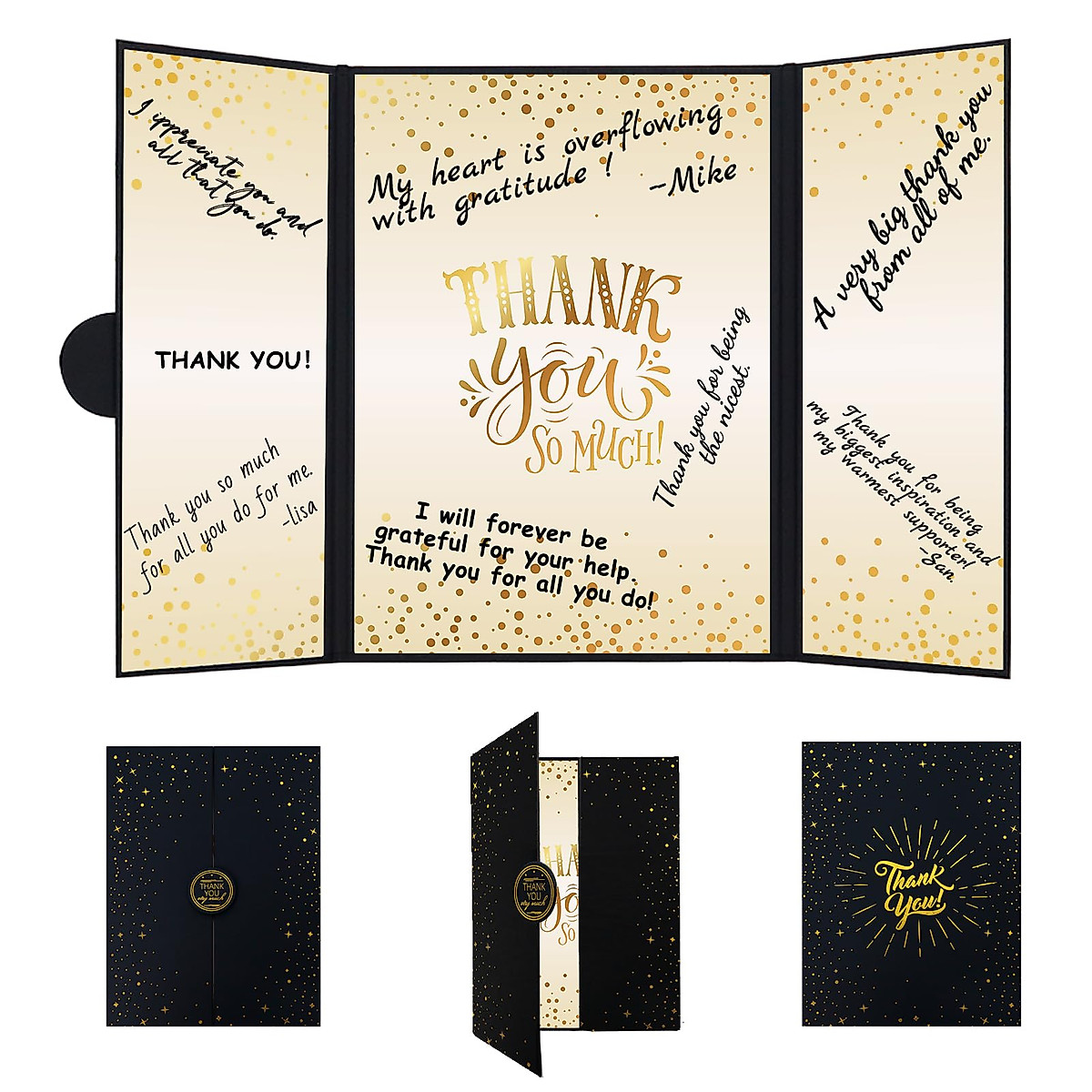 Vlipoeasn Thank You Card Guest Book Alternative, Black Gold Thank You All You Do, Thank You Sign,Graduation Retirement Office Party Decor, Thanks to Staff Teacher Professor Doctor Nurse Decoration