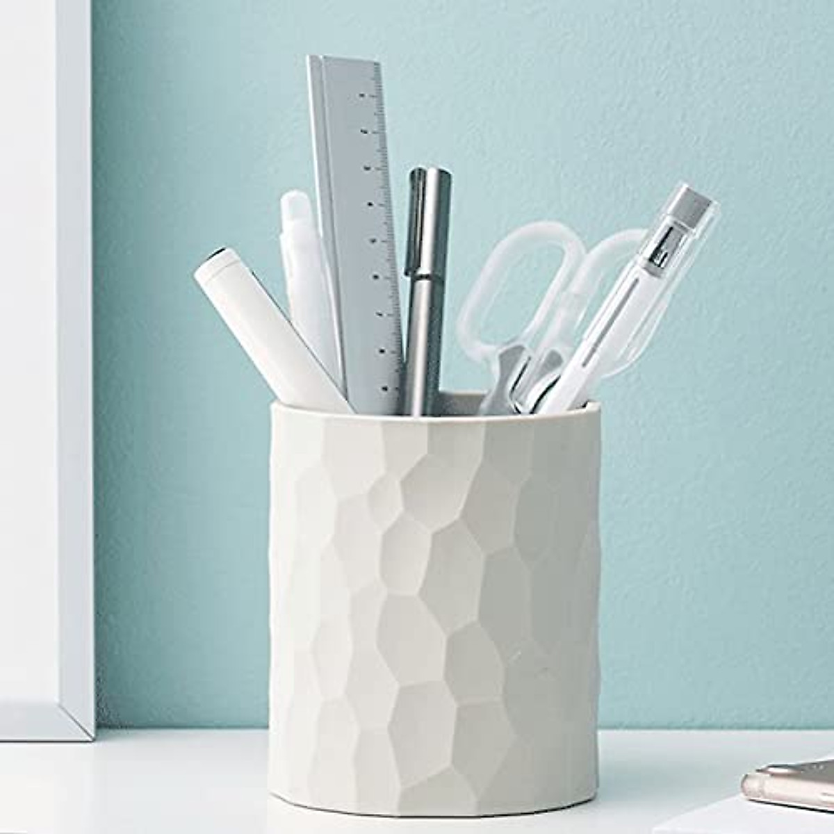 Pen Holder, Silicon Pen Cup, Cute White Silicone Pencil Organizer, Office Accessory Organization, Makeup Brush Pen Holder Organizer for Desk
