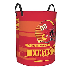 Kansas City Customizable Name Large Laundry Basket, Ultra-Thin Hamper, Home Closet Clothing Bin, Suitable For College Dorms, Household Use