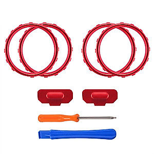 eXtremeRate Matte Chrome Red Accent Rings Accessories for Xbox One Elite Controller, Replacement Parts Profile Switch Buttons for Xbox One Elite Controller (Model 1698) - Pack of 2