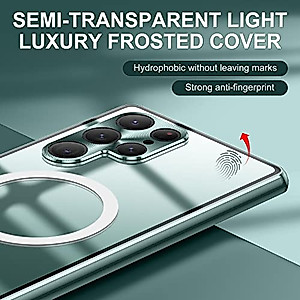 Jonwelsy Anti Peeping Case for Samsung Galaxy S22 Ultra, Double-Sided 360 Degree Protection Cover Compatible with Magsafe Anti Spy Privacy Glass Magnetic Adsorption Metal Bumper for S22U (Silver)