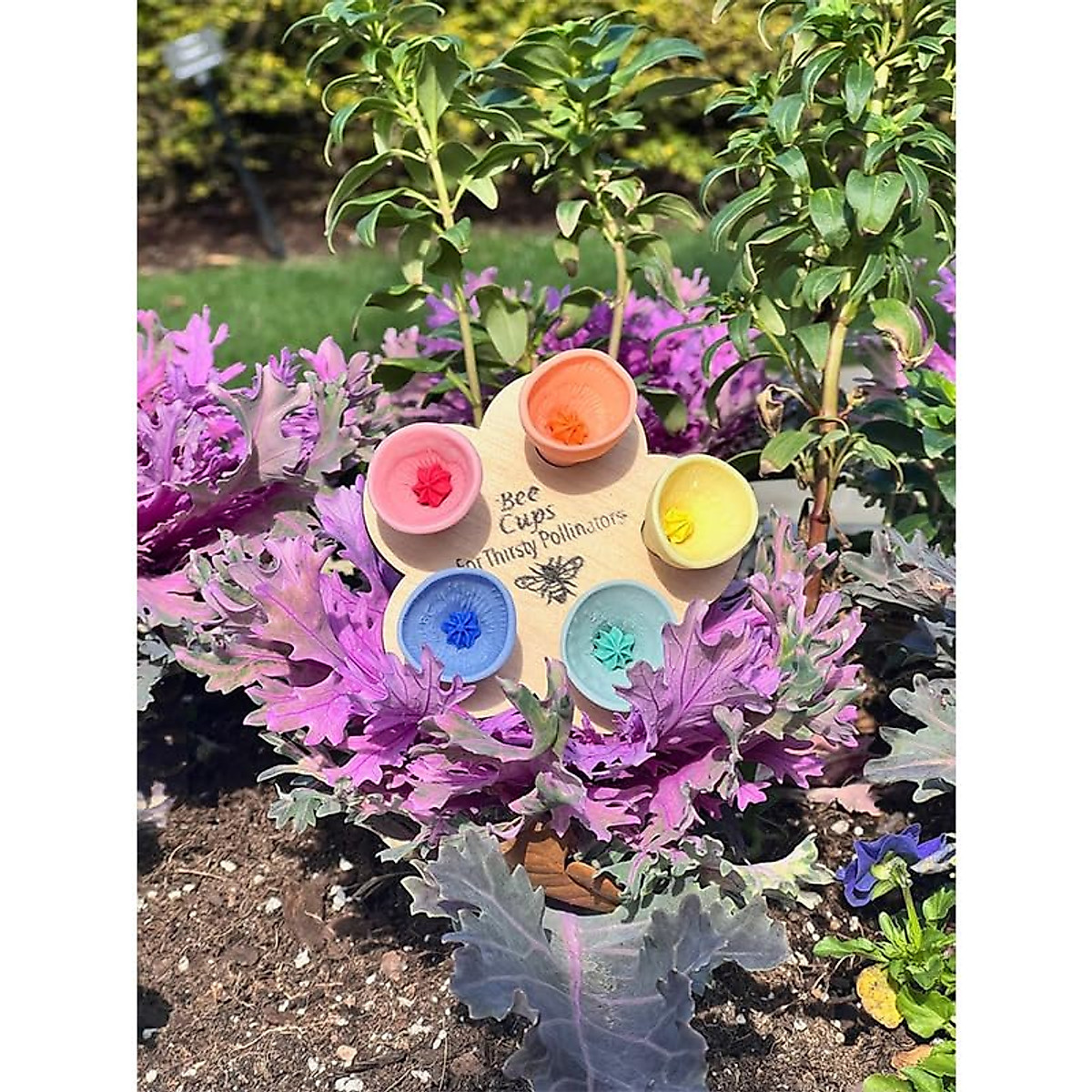 NEINUO Bee Insect Drinking Cup,Bee and Hummingbird Feeder,Suitable for Garden Hummingbird Drinking Cups. (Blue)