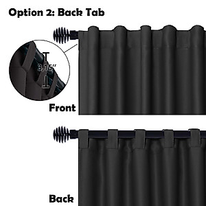 DWCN Patio Sliding Door Curtains - Extra Wide Curtains for Glass Door, Privacy Room Divider Blackout Thermal Curtain Panel with Back Tab & Rod Pocket for Bedroom Partition, 100 x 84 Inches, Black