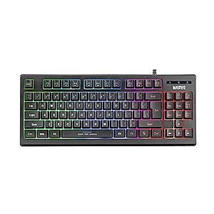 Marvo K607 Wired 87 Key, 3-Color LED Backlight, Full Anti Ghosting, Compact Design TKL Layout Membrane Gaming Keyboard_Black